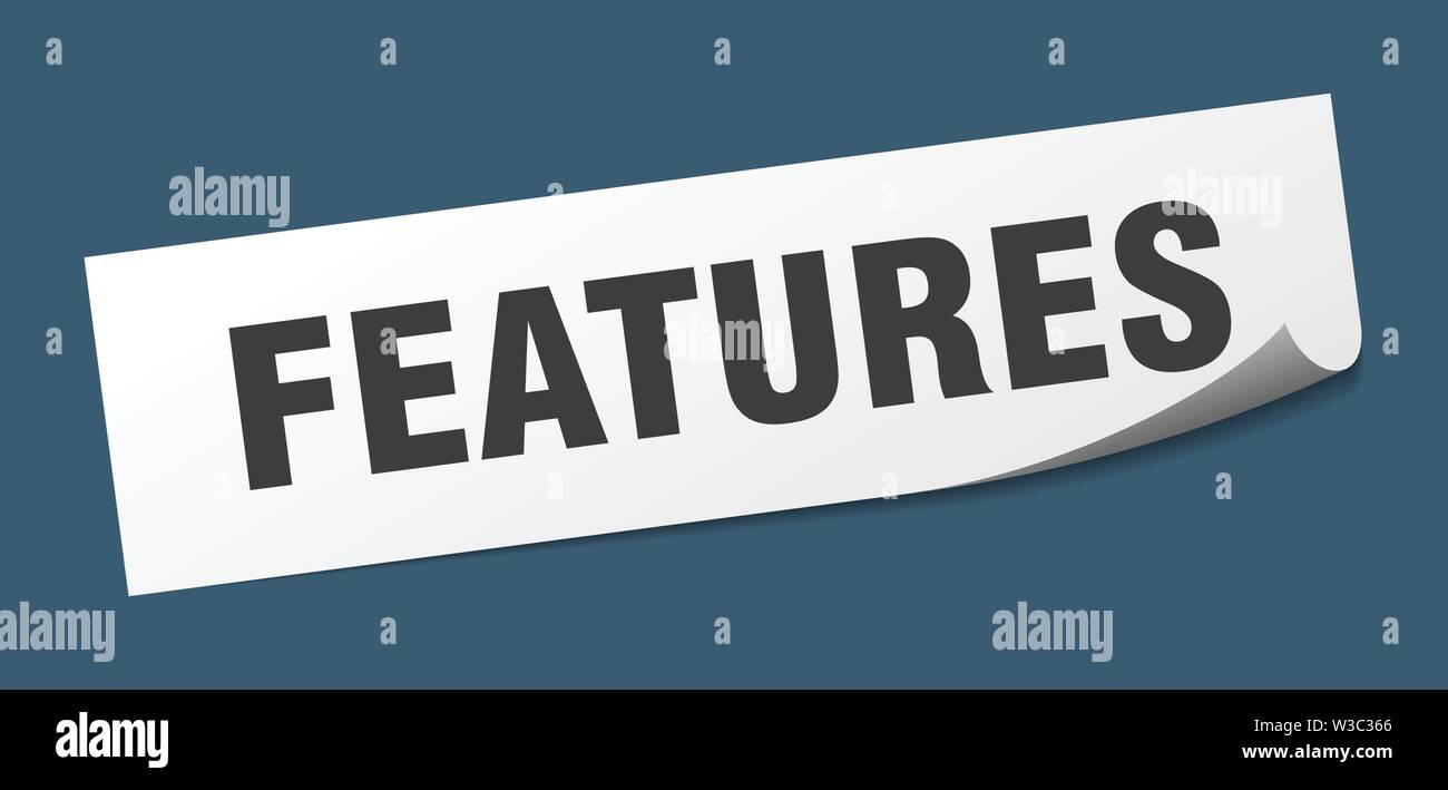 features sticker. features square isolated sign. features Stock Vector ...