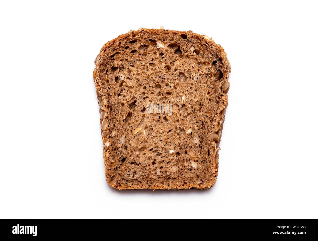 Top view of Slice multi Grain brown Bread isolated on white Background ...