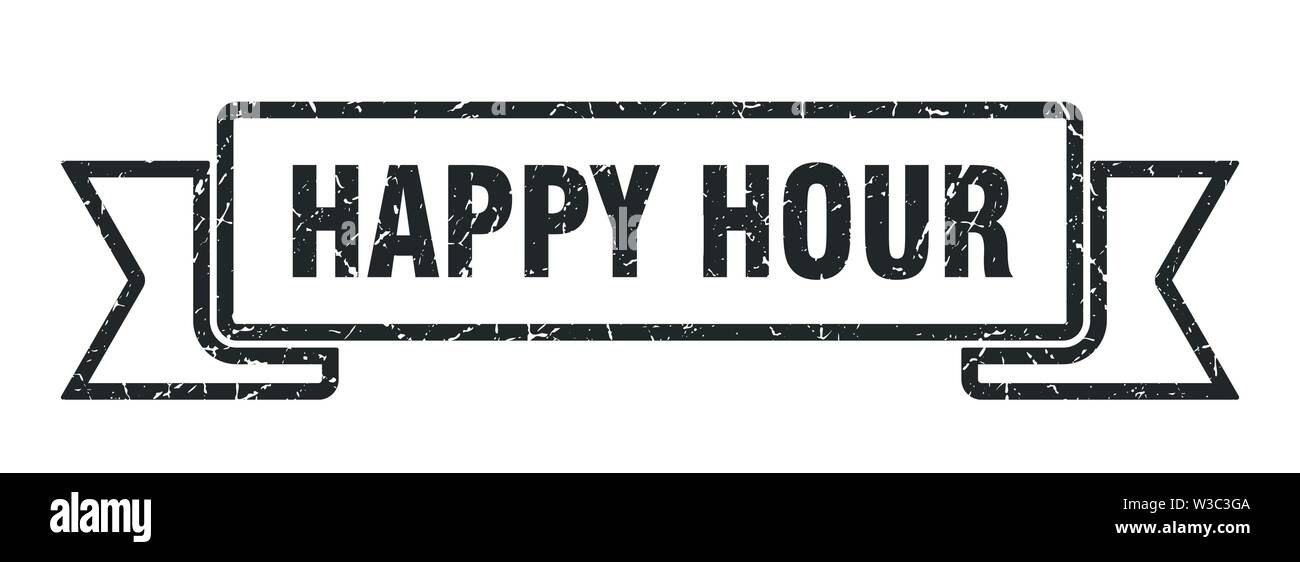 happy hour grunge ribbon. happy hour sign. happy hour banner Stock ...