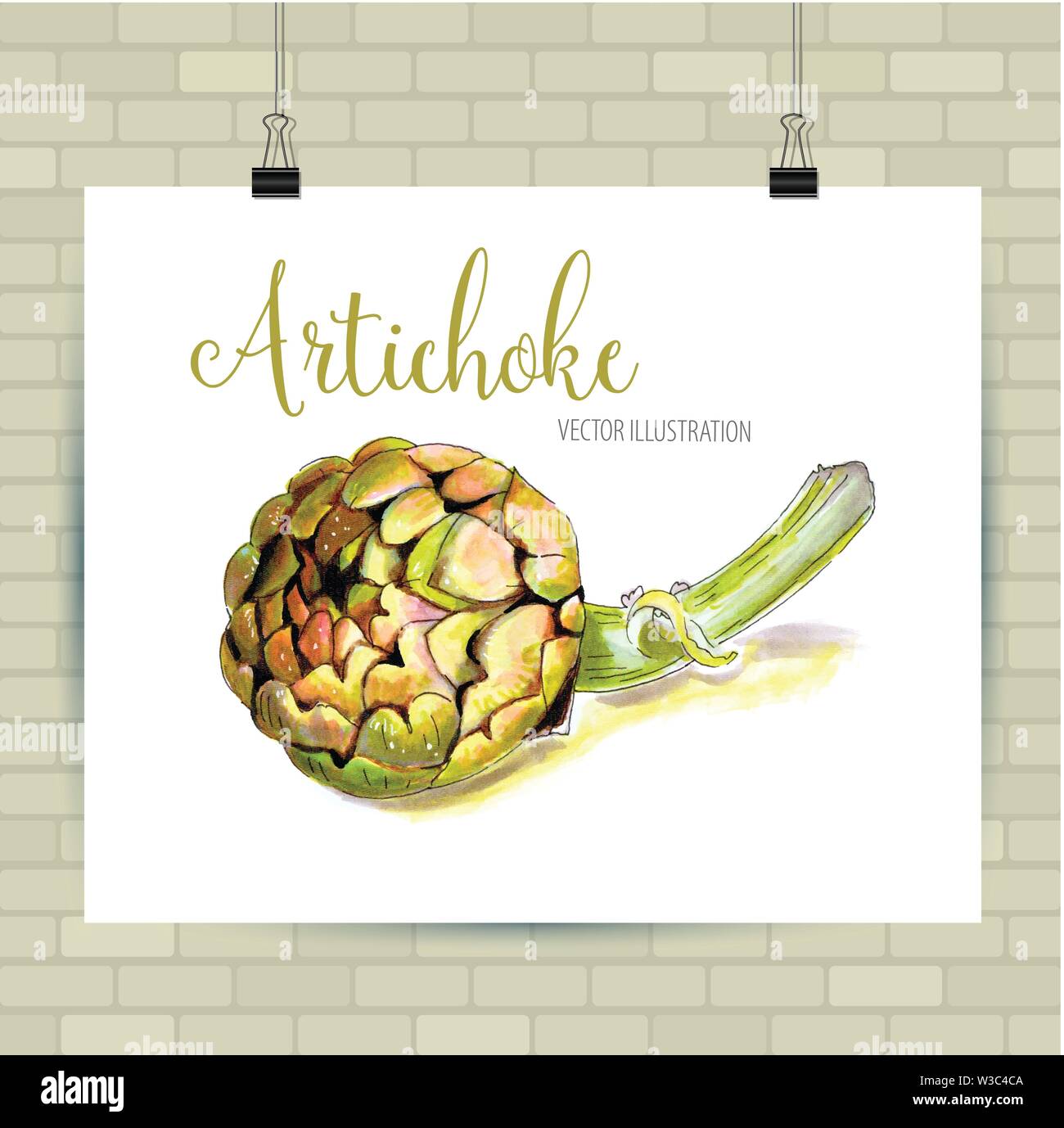 Beautiful vector hand drawn vegetables Illustration. Artichoke image ...