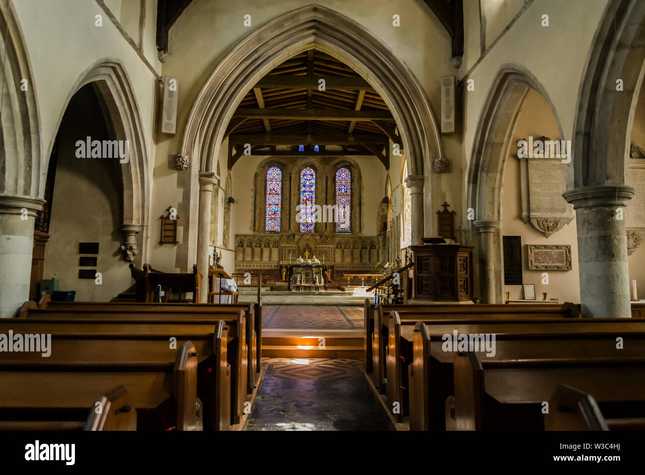 Atmospheric interior of the St Mary Magdalene parish church built in ...