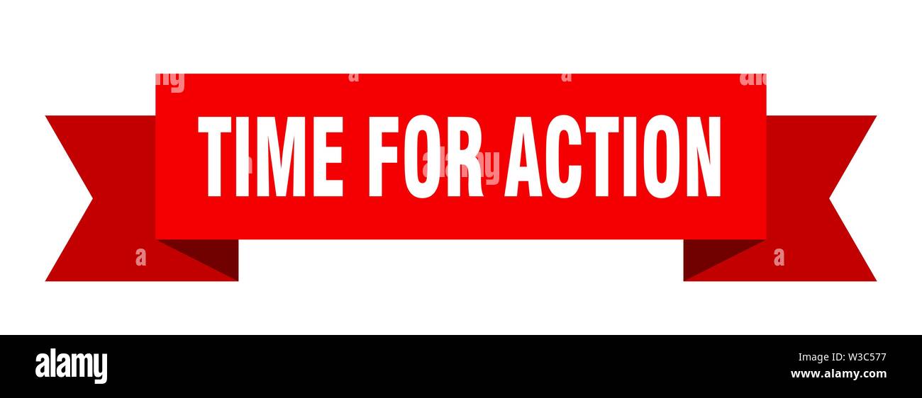 Time action ribbon label hi-res stock photography and images - Alamy