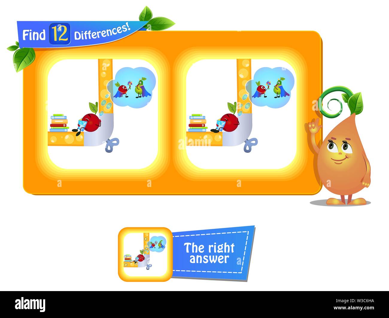 visual game for children and adults. Task to find 12 differences in the ...