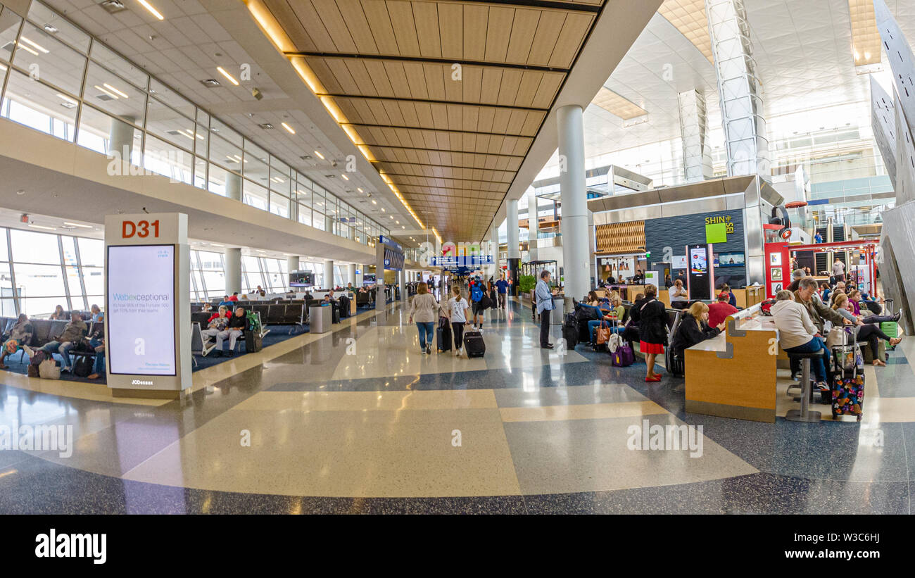 Gates at Dallas DWF Airport Terminal - DALLAS, USA - JUNE 20, 2019 ...