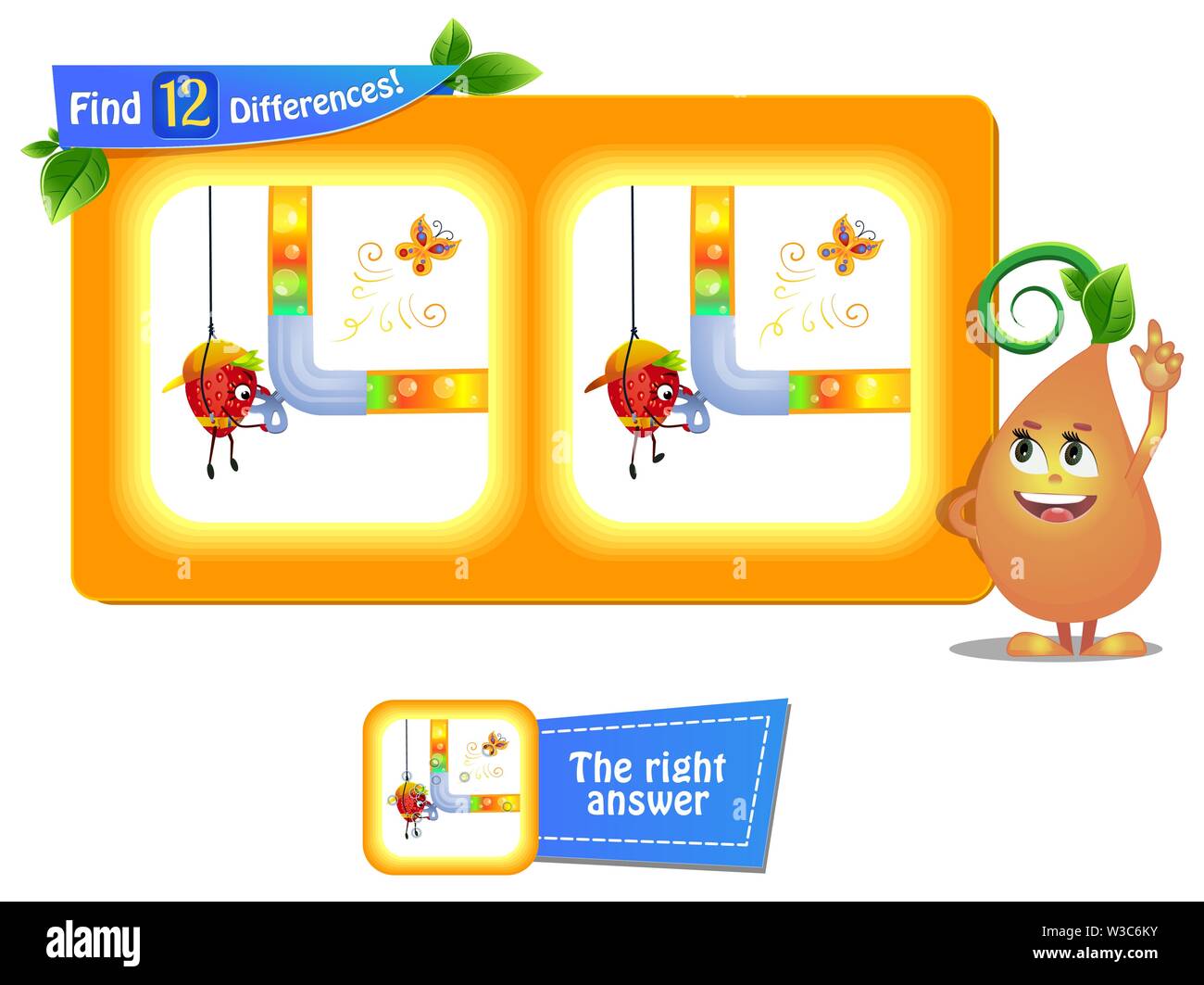 visual game for children and adults. Task to find 12 differences in the ...