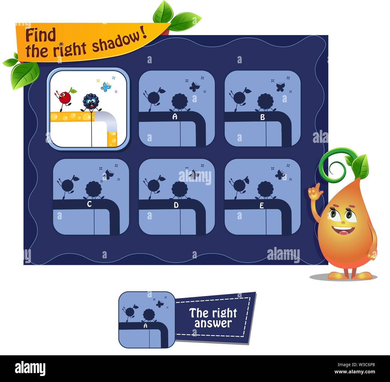 visual game for children and adults. Task game the find right shadow ...