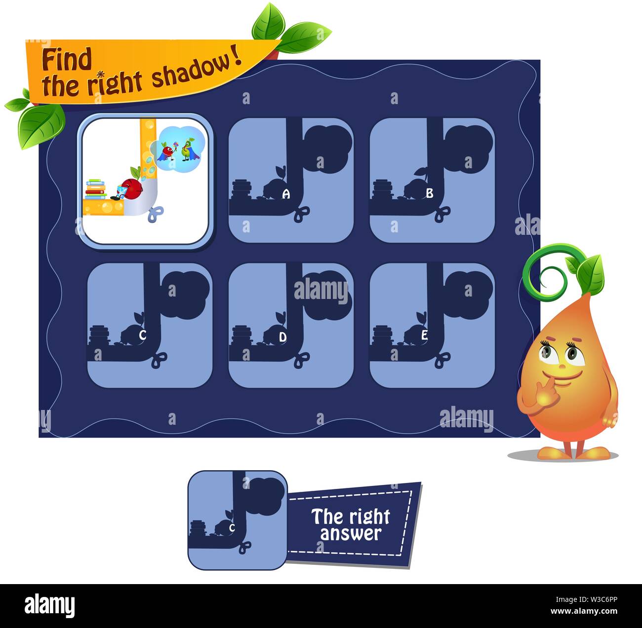 visual game for children and adults. Task game the find right shadow ...