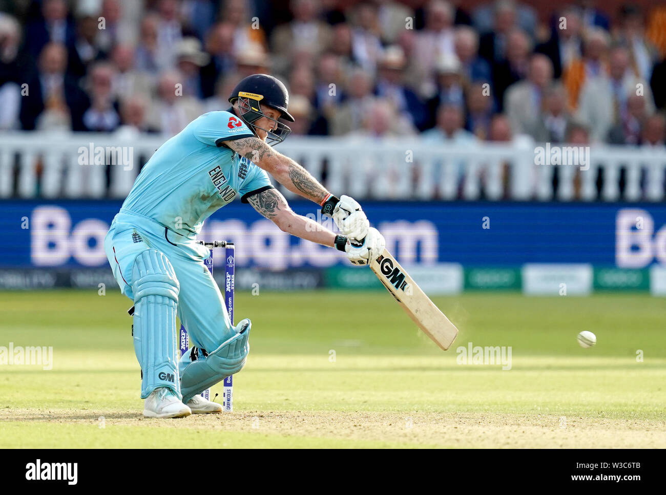 England's Ben Stokes bats during the ICC World Cup Final at Lord's ...