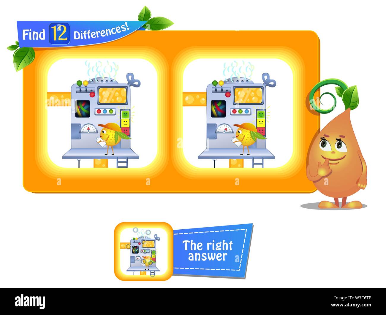 visual game for children and adults. Task to find 12 differences in the ...