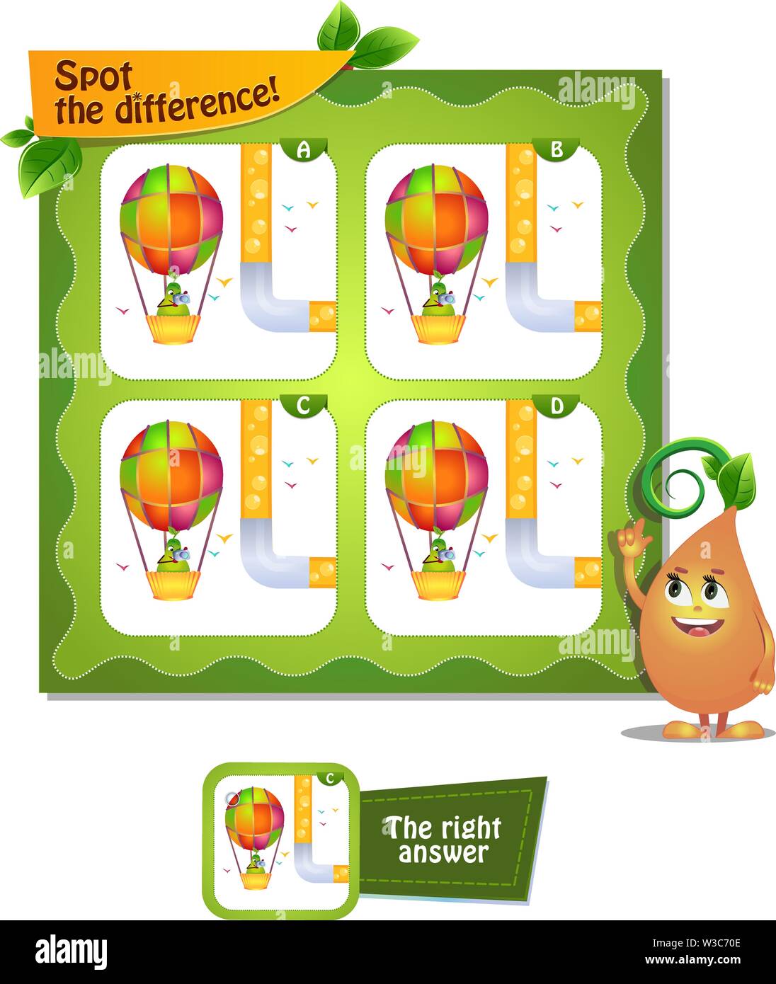 visual game for children and adults. Task game spot the difference ...