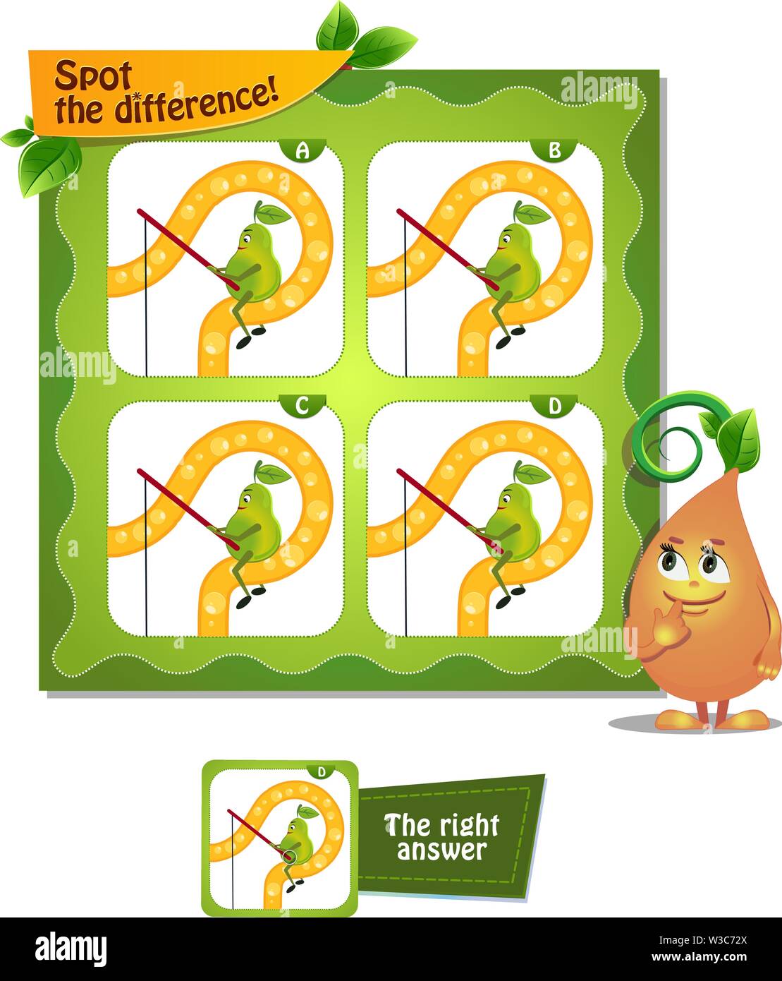 visual game for children and adults. Task game spot the difference ...