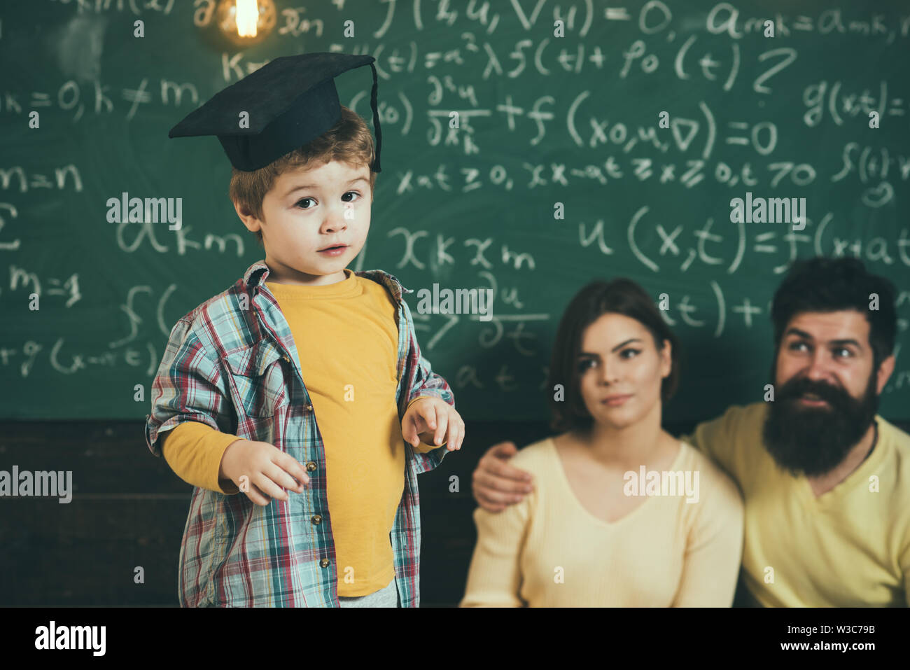 First grade concept. First grade pupil. Little child ready for first ...