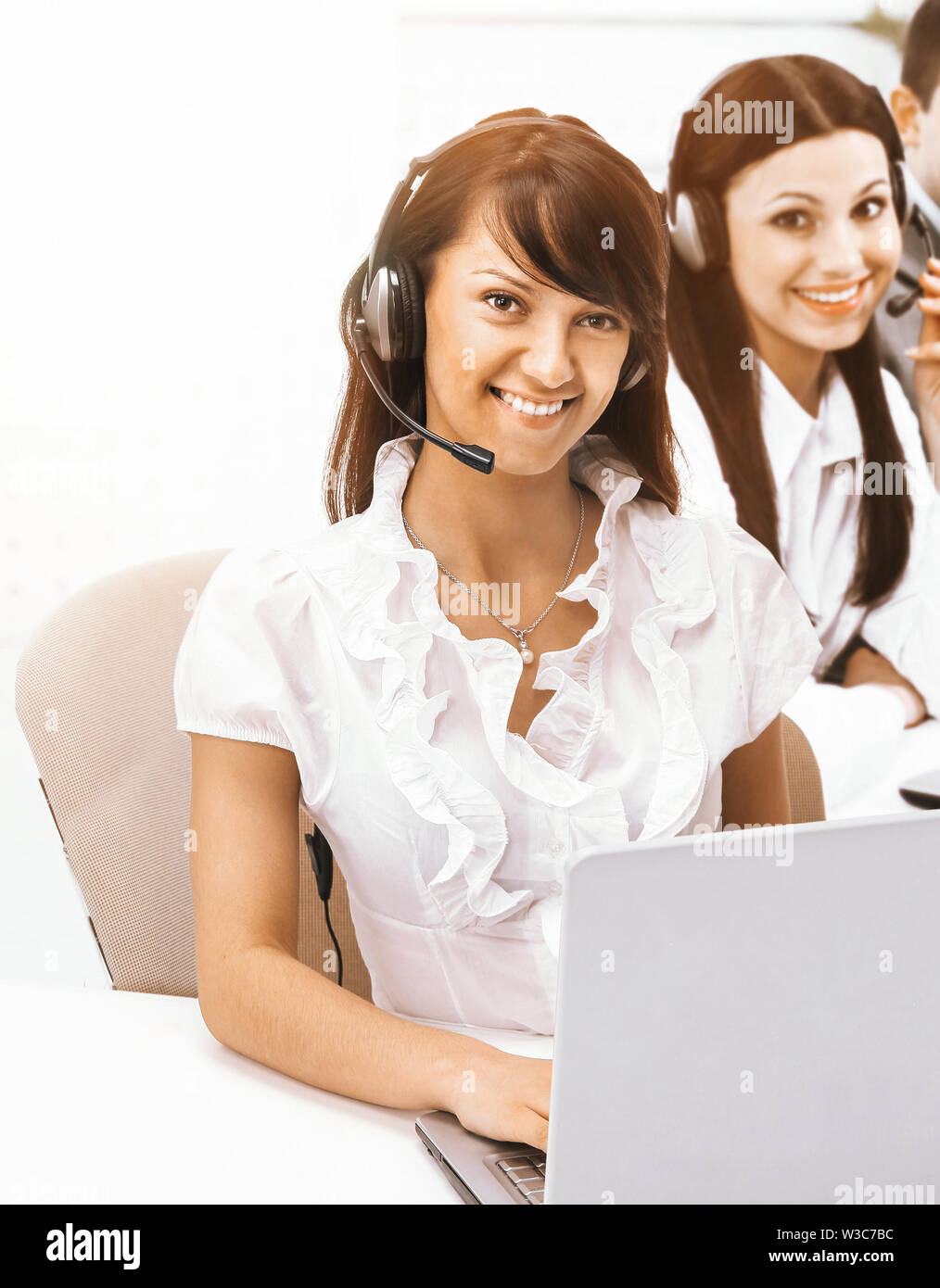 The operator company, teams are working the background on a bright ...