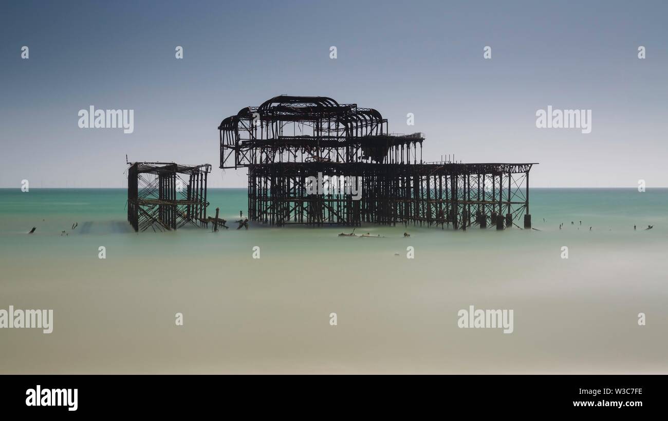 burnt down pier in Brighton, UK Stock Photo - Alamy