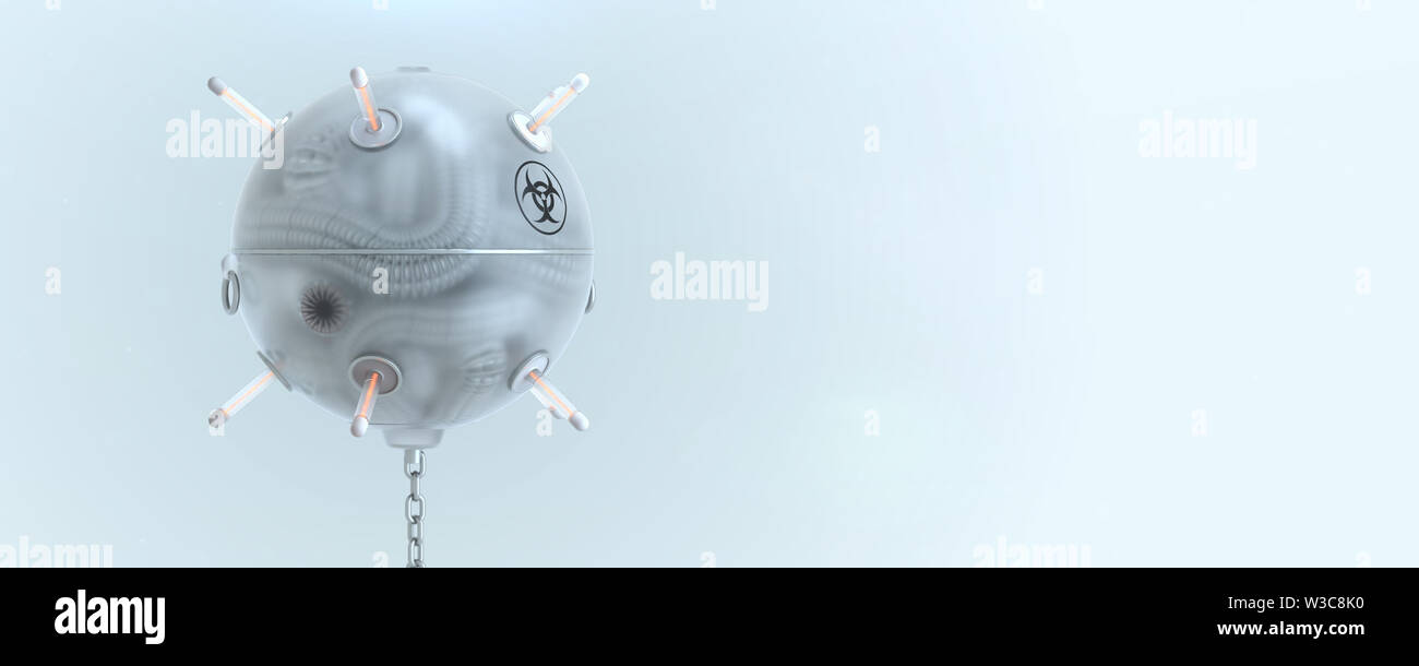 sea mine from soft translucent silicone with a monstrous mutated worm ...