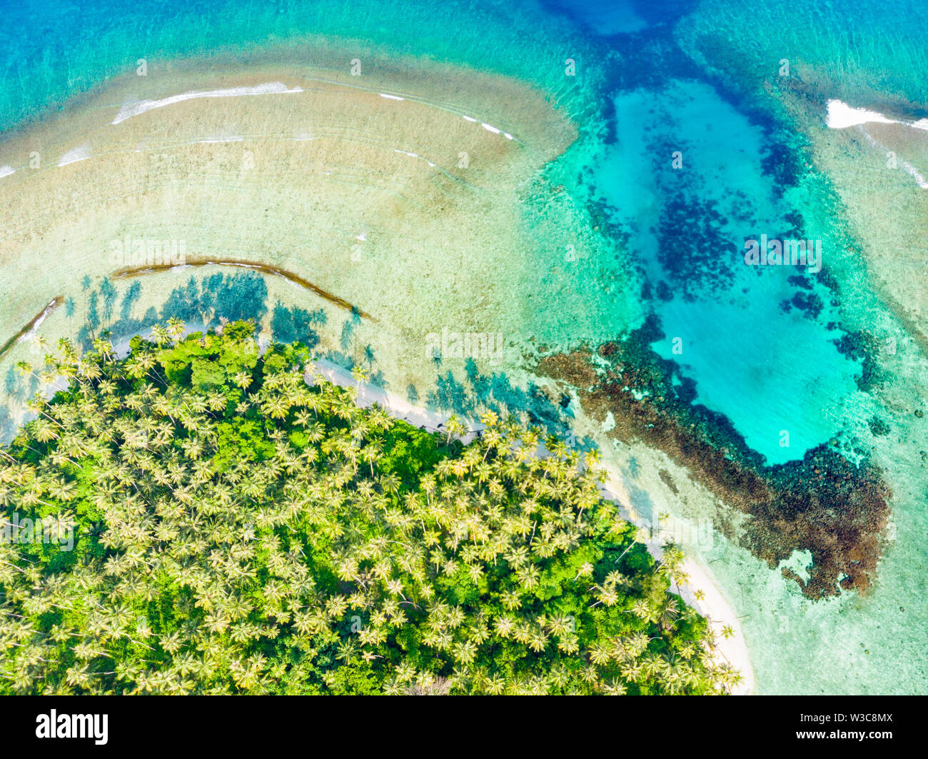 Aerial top down view Banyak Islands Sumatra tropical archipelago ...