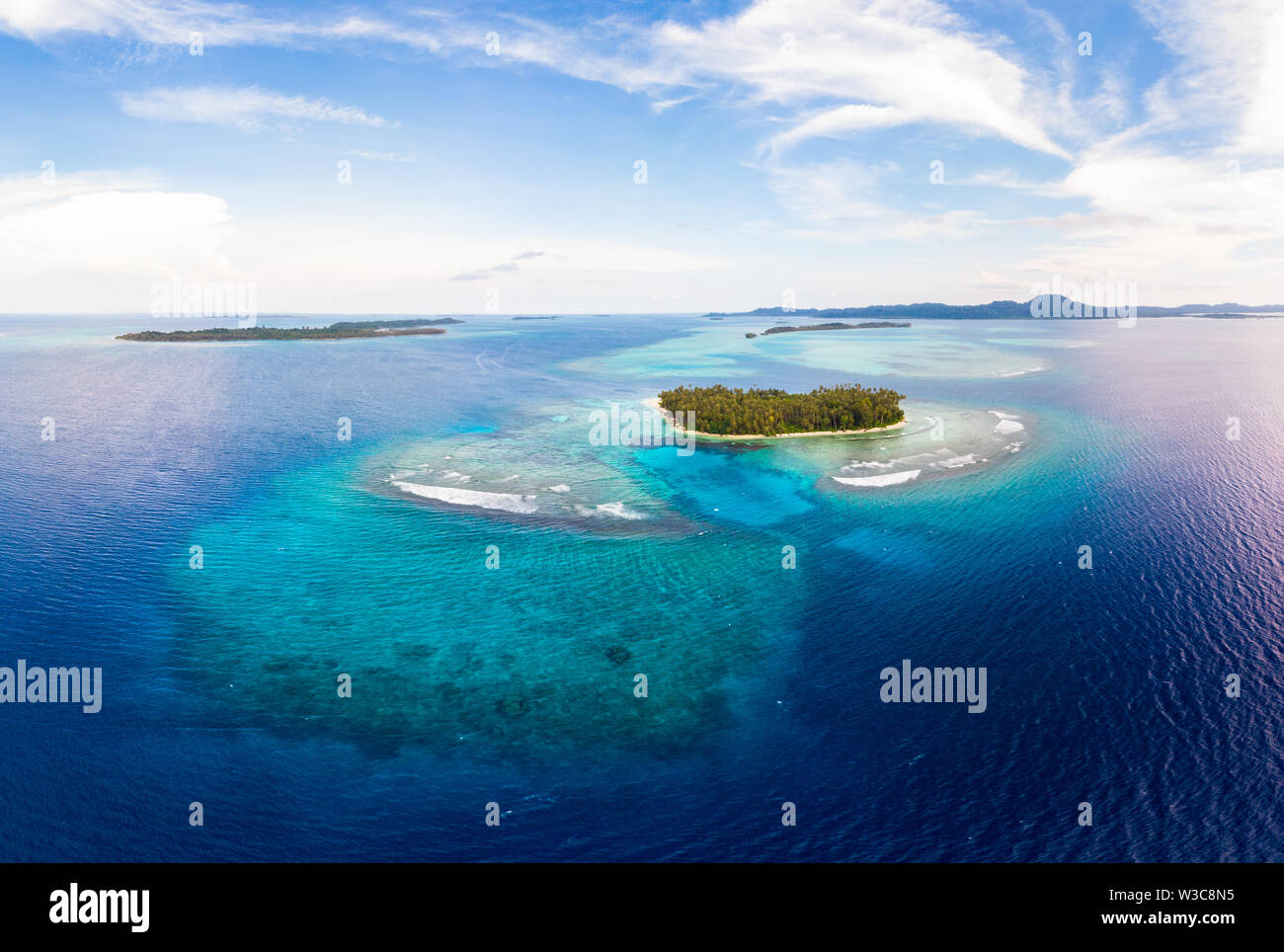 Aerial view Banyak Islands Sumatra tropical archipelago Indonesia ...