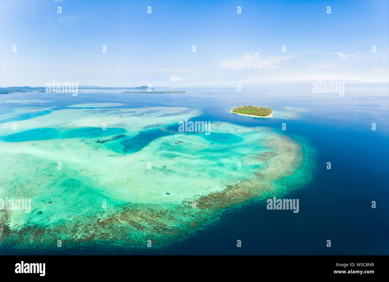 Aerial view Banyak Islands Sumatra tropical archipelago Indonesia ...