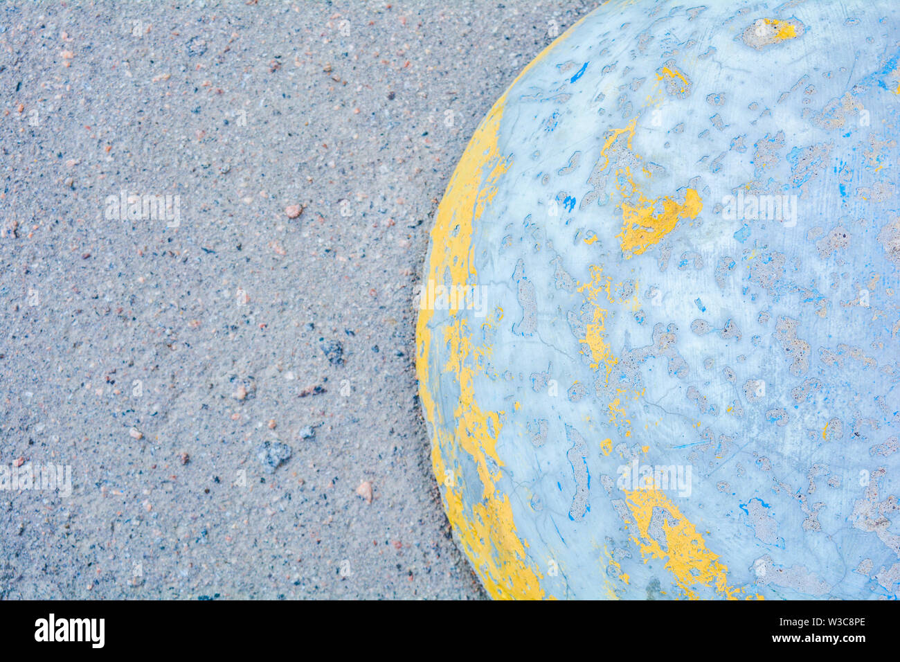 Element of sidewalk design and protection from car parking. Top view of ...