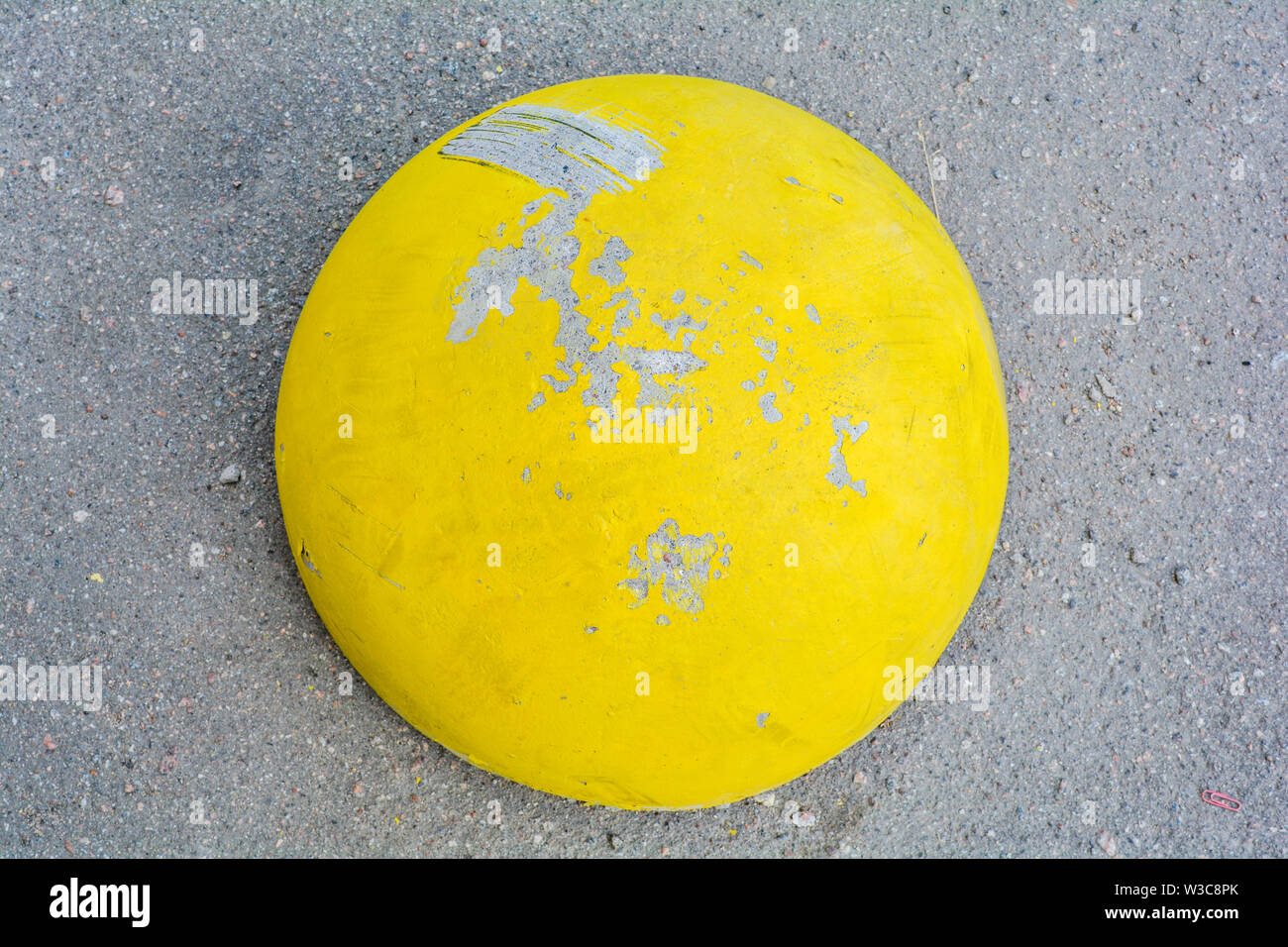 Element of sidewalk design and protection from car parking. Top view of ...
