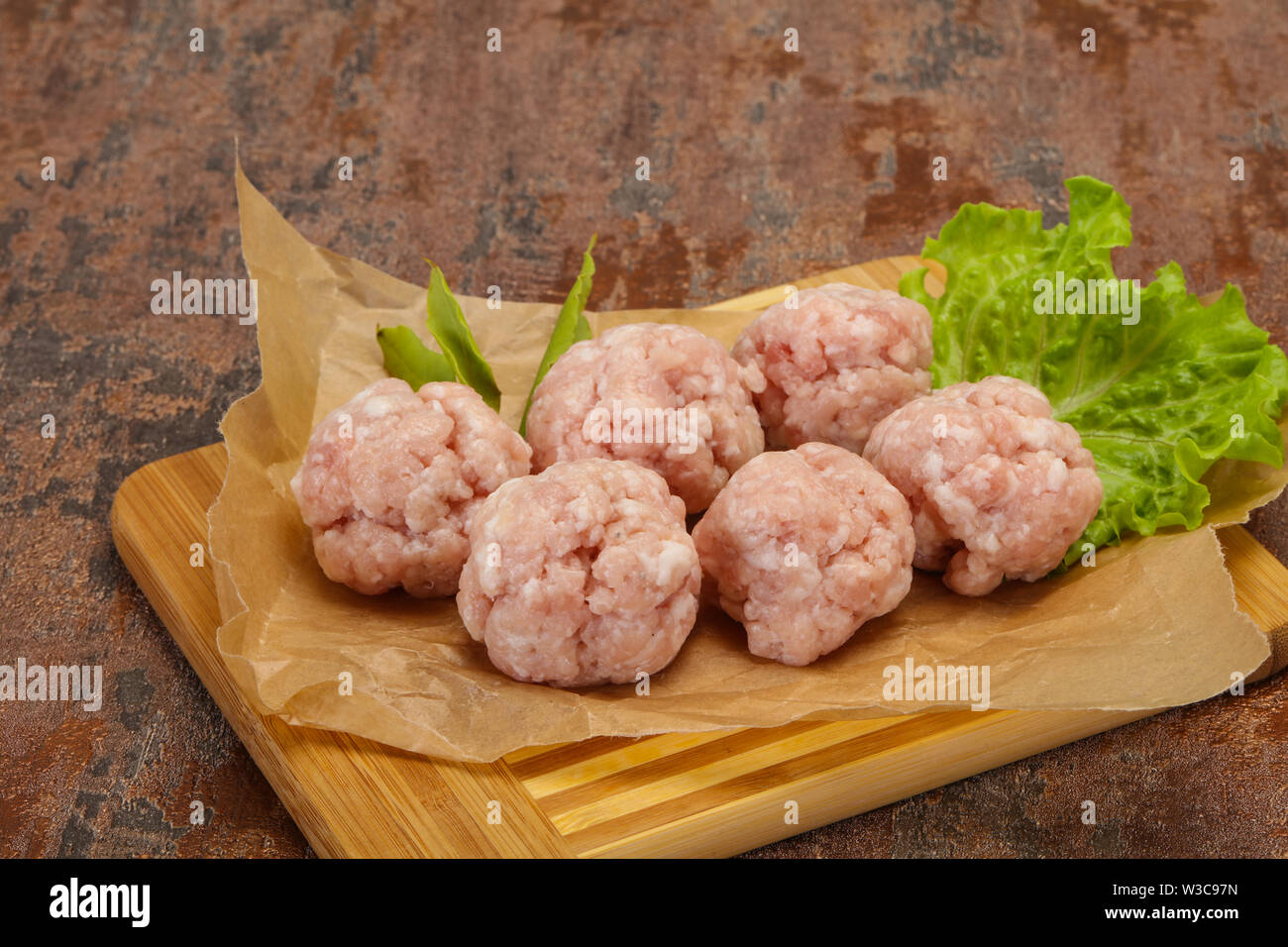 Homemade raw pork minced meatball ready for cooking Stock Photo - Alamy