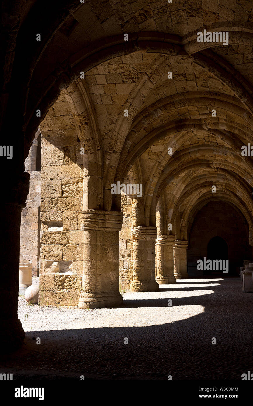 Rhodes Old City - Hospital of the Knights, the medieval loggiato. Today ...