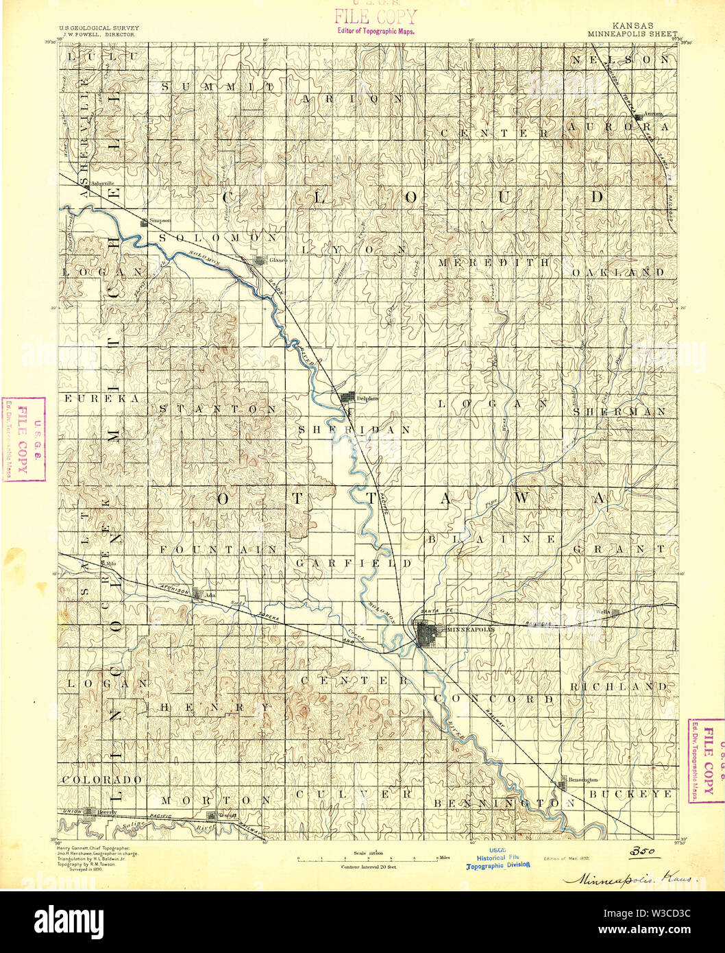 Minneapolis kansas map hi-res stock photography and images - Alamy