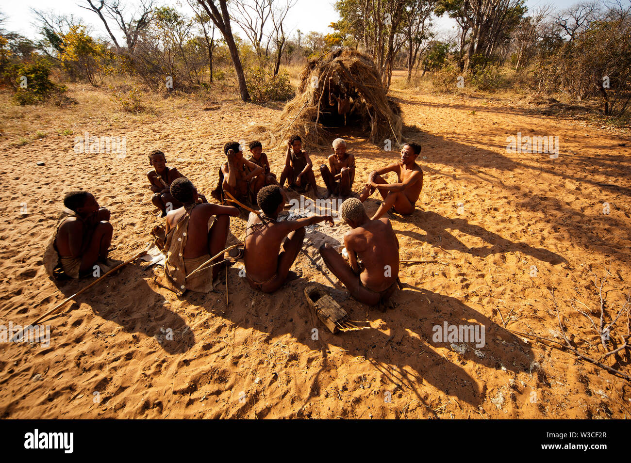 Ju/'Hoansi or San bushmen at their village at Grashoek, Namibia Stock ...