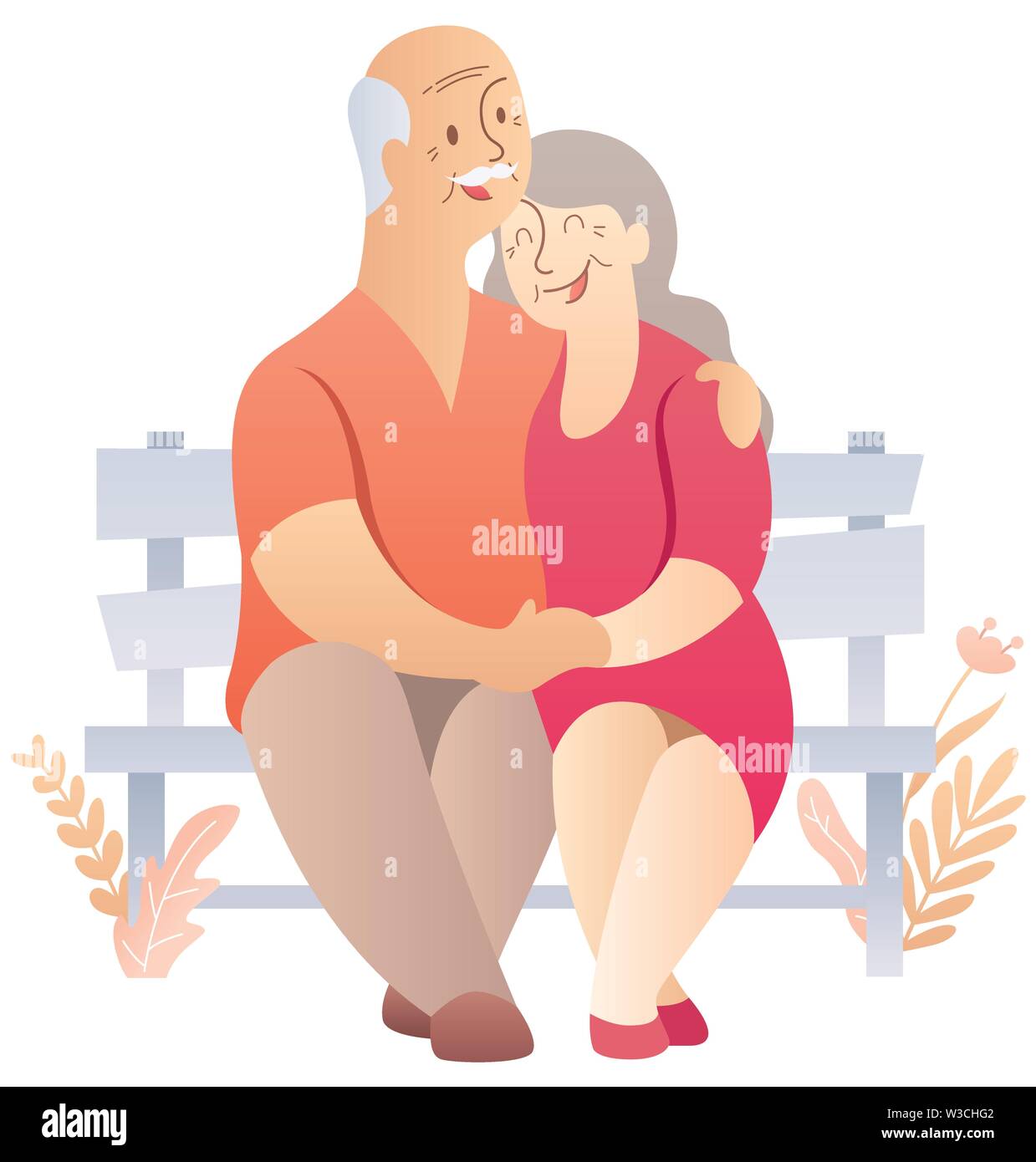 Couple sitting on the bench Cut Out Stock Images & Pictures - Alamy