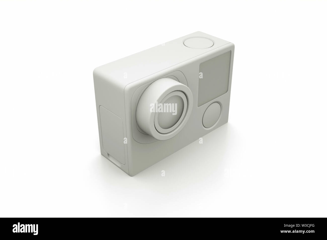 White Action Camera 3D render. 3D illustration Stock Photo - Alamy
