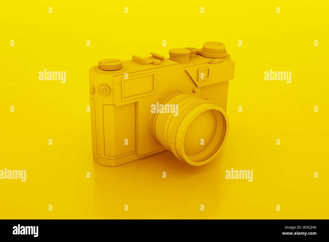 Yellow Compact Vintage Camera. 3D illustration Stock Photo - Alamy