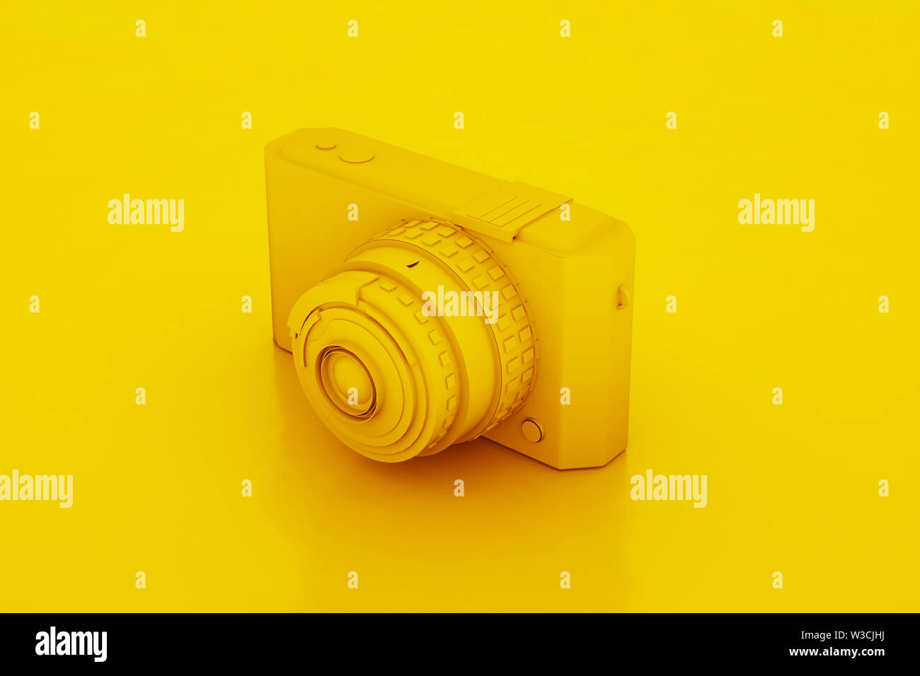 Yellow Compact Camera. 3D illustration Stock Photo - Alamy