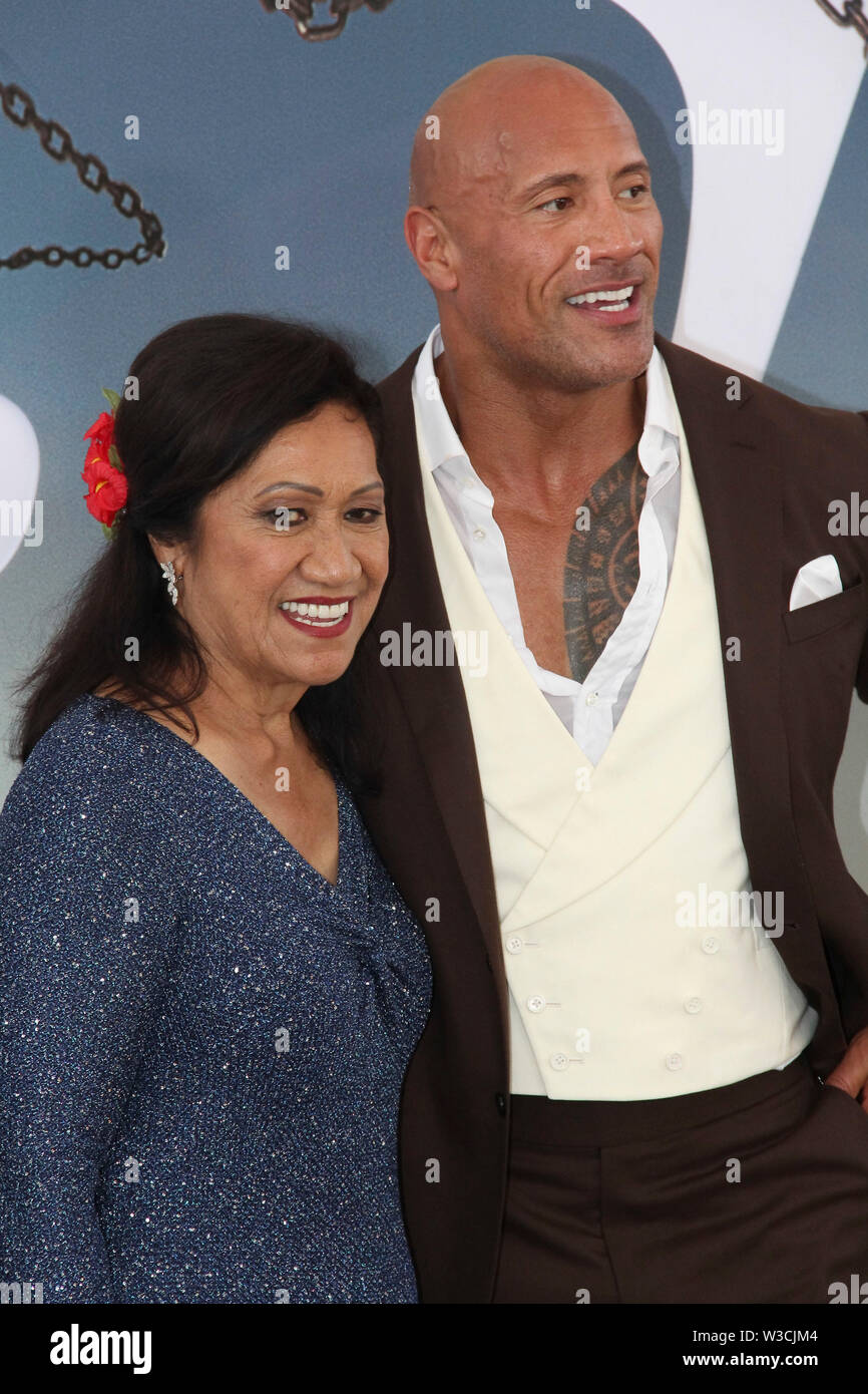 Dwayne Johnson and mom Ata Johnson at the Universal Pictures World ...