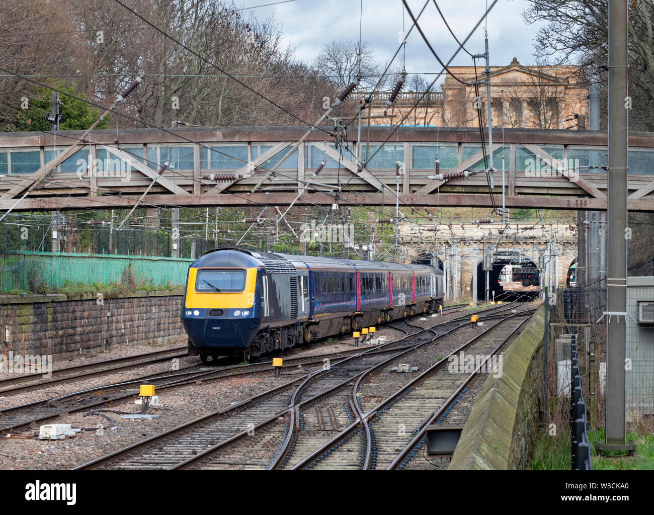 Scotrail Inter7city classic train leaving Edinburgh passing Princes ...