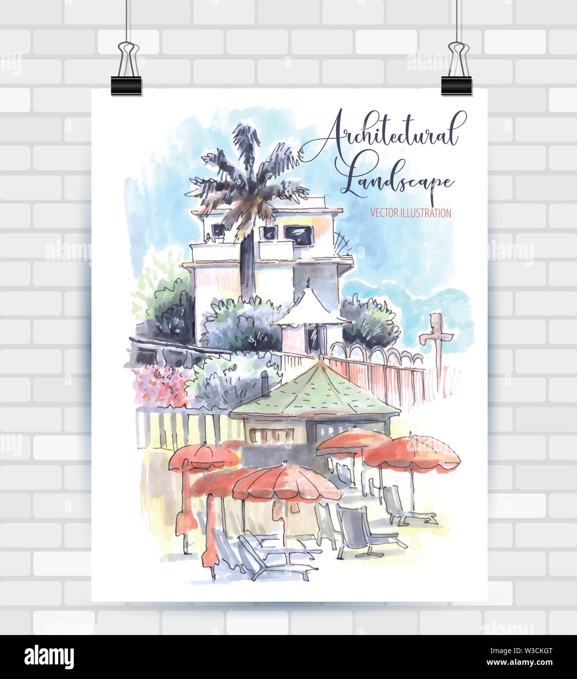 Sketching illustration in vector format. Poster with beautiful ...