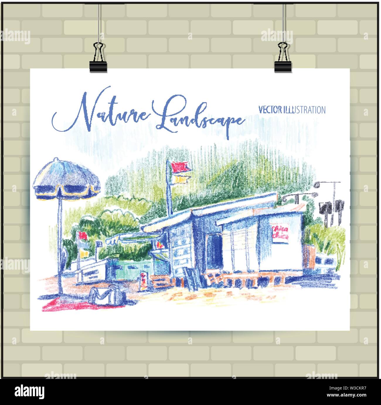 Sketching illustration in vector format. Poster with beautiful ...