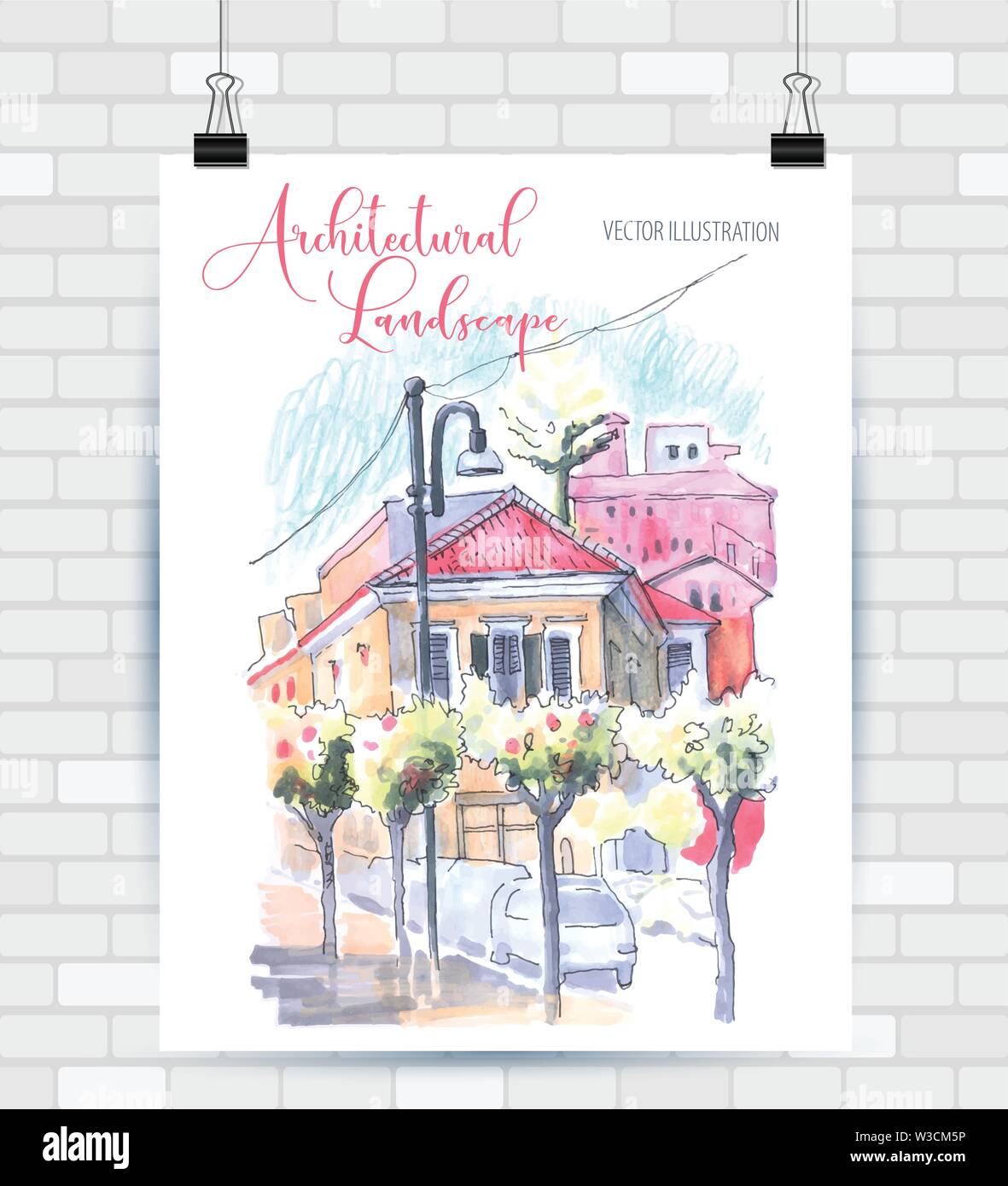 Sketching illustration in vector format. Poster with beautiful ...