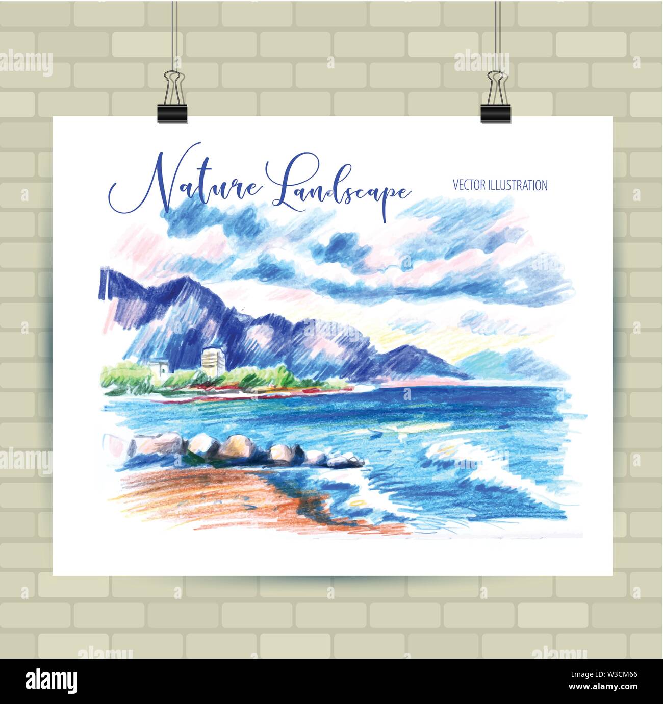 Sketching illustration in vector format. Poster with beautiful ...