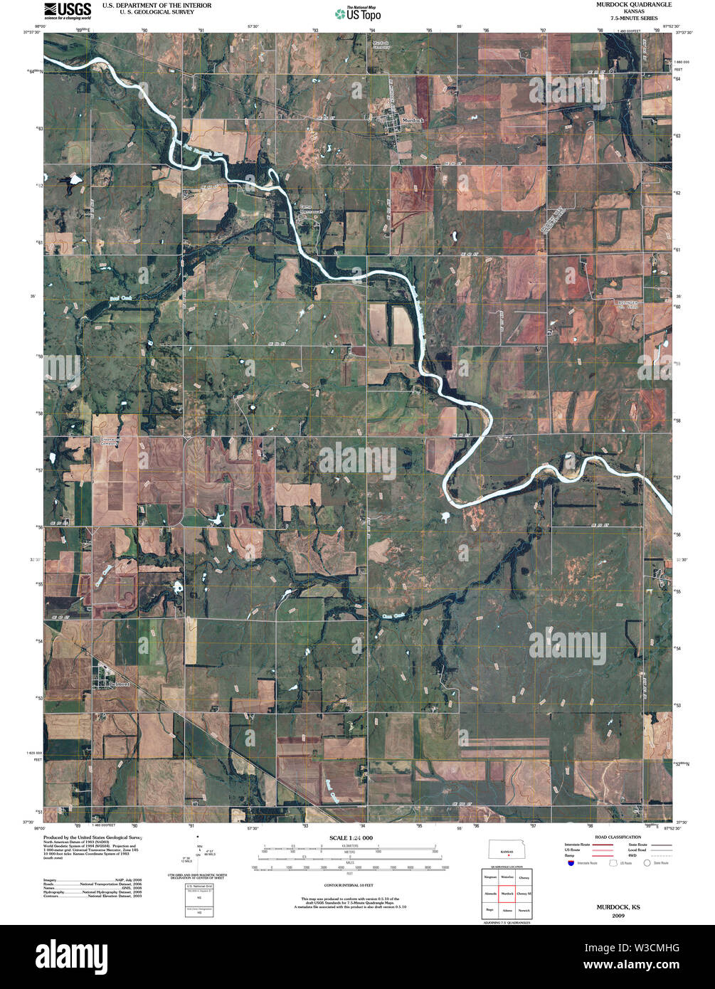 USGS TOPO Map Kansas KS Murdock 20091031 TM Restoration Stock Photo - Alamy