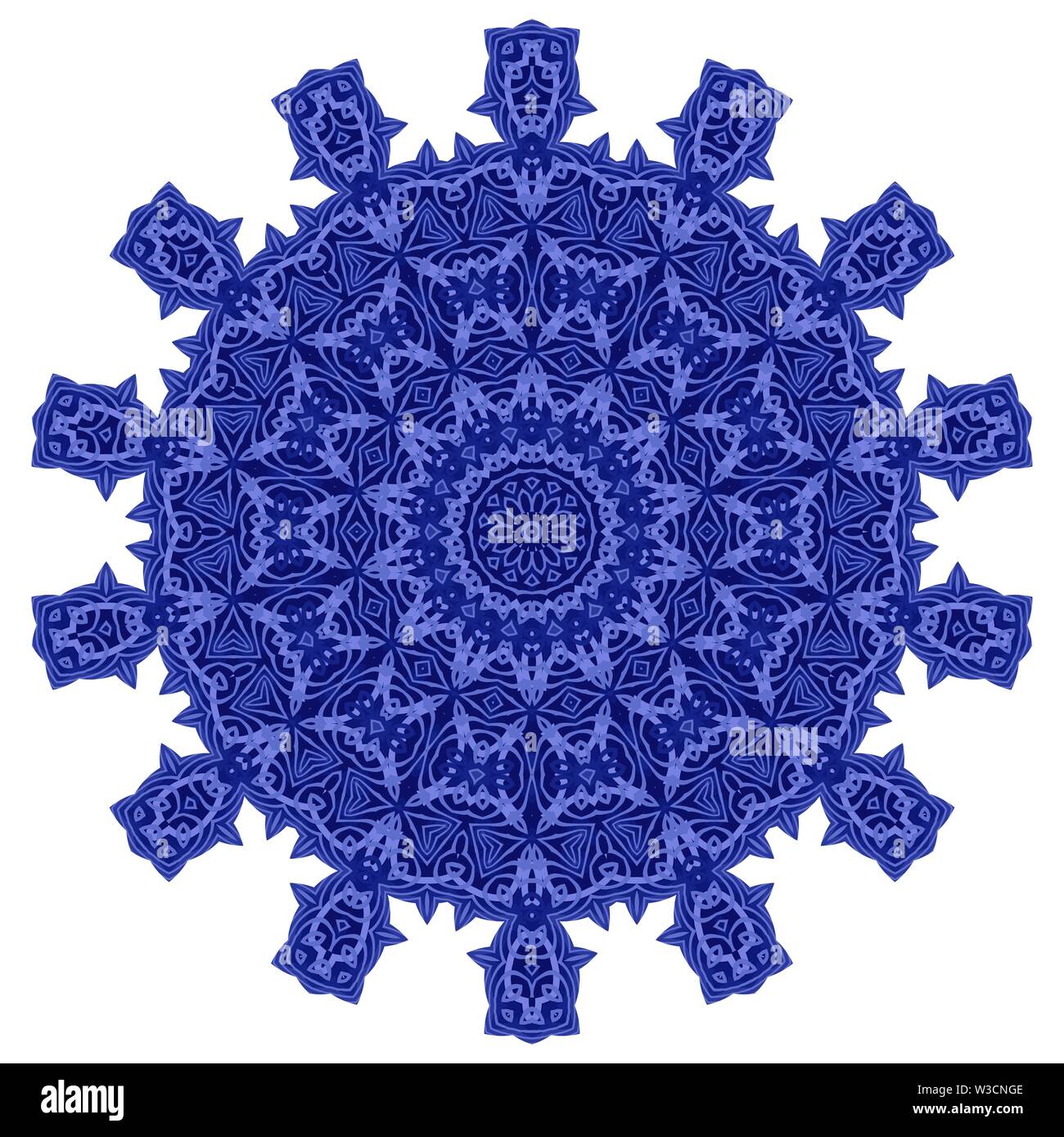 Blue Ornamental Line Pattern Round Texture. Oriental Geometric Ornament ...