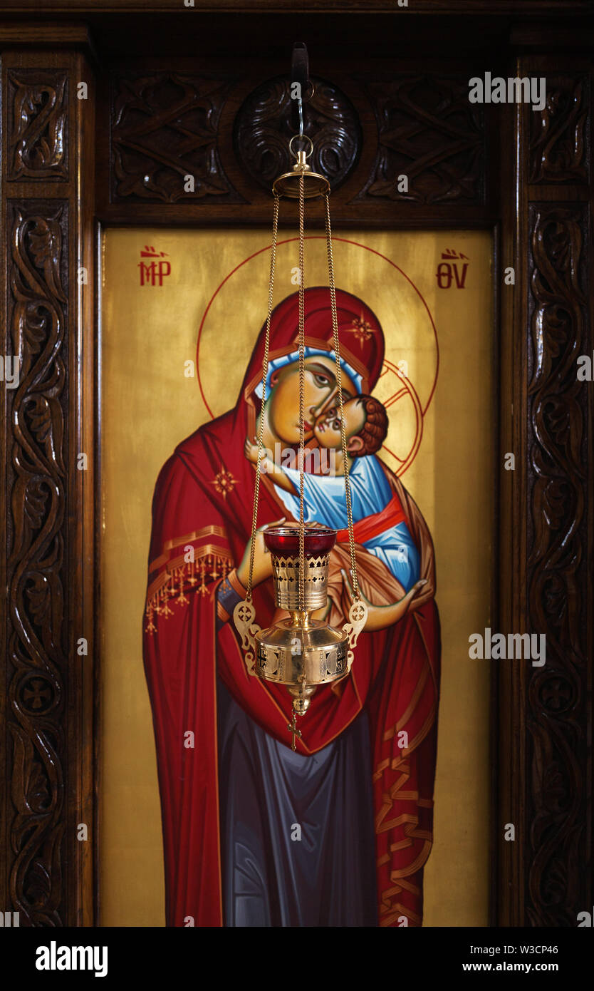Details of an Orthodox church art, fresco and candle Stock Photo - Alamy