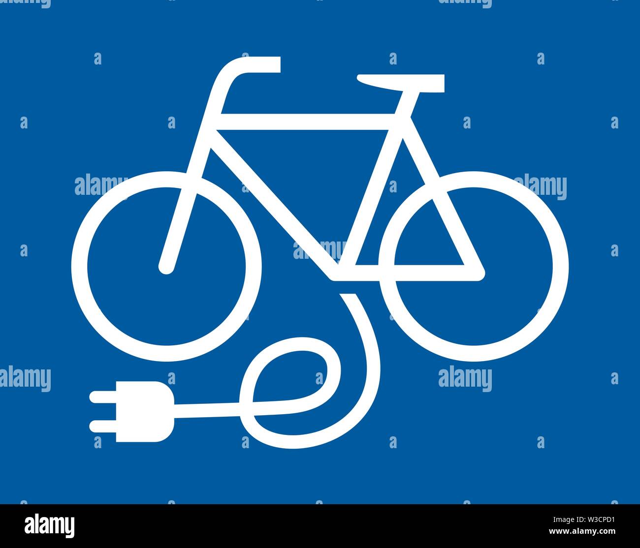 Simple blue electric bike icon or bicycle charging station sign vector ...