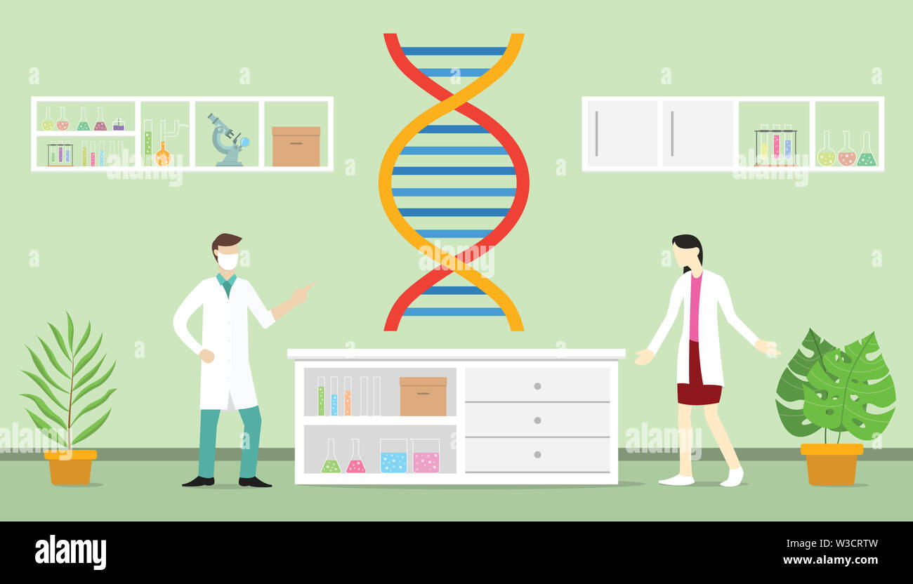 genetic engineering on the laboratory with team people doctor and ...