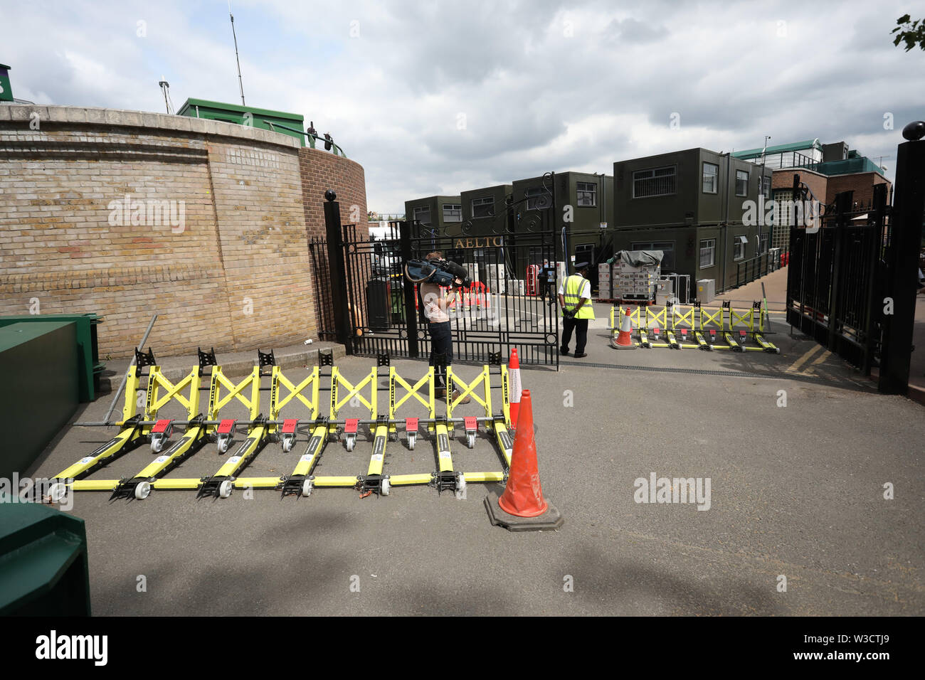 Wimbledon, London, UK. 13th July 2019. Anti-terror precautions outside ...