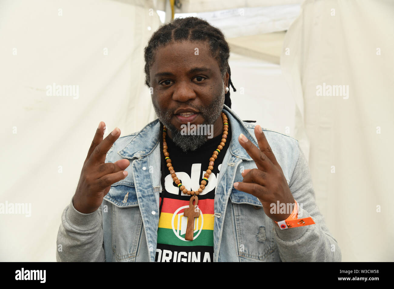 Trent Park, London, UK. 14th July 2019. Elijah is a singer performs at ...