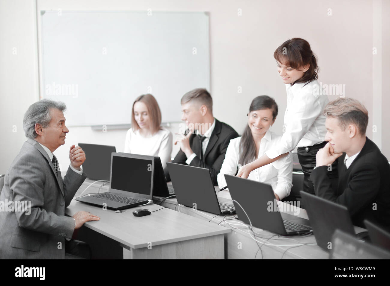 business team working on laptops in a modern office.people and ...