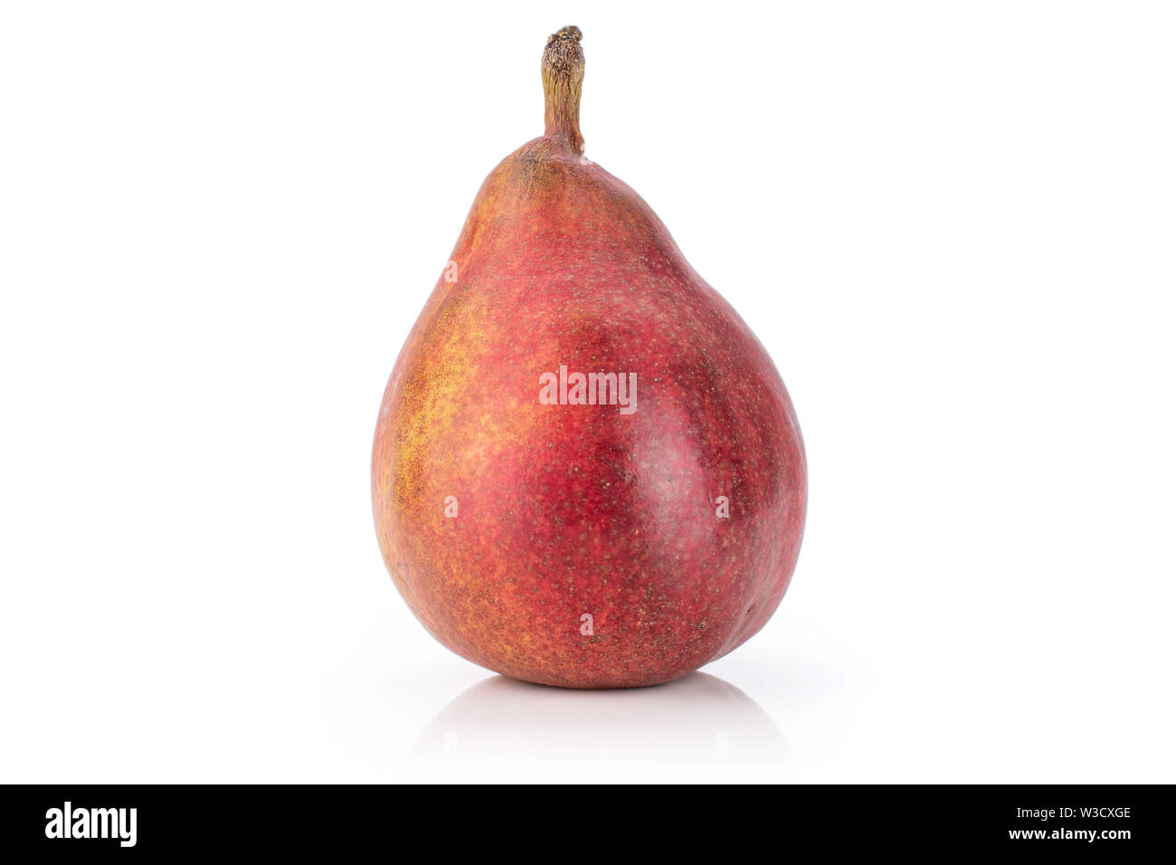 One whole fresh dark red pear anjou isolated on white background Stock ...