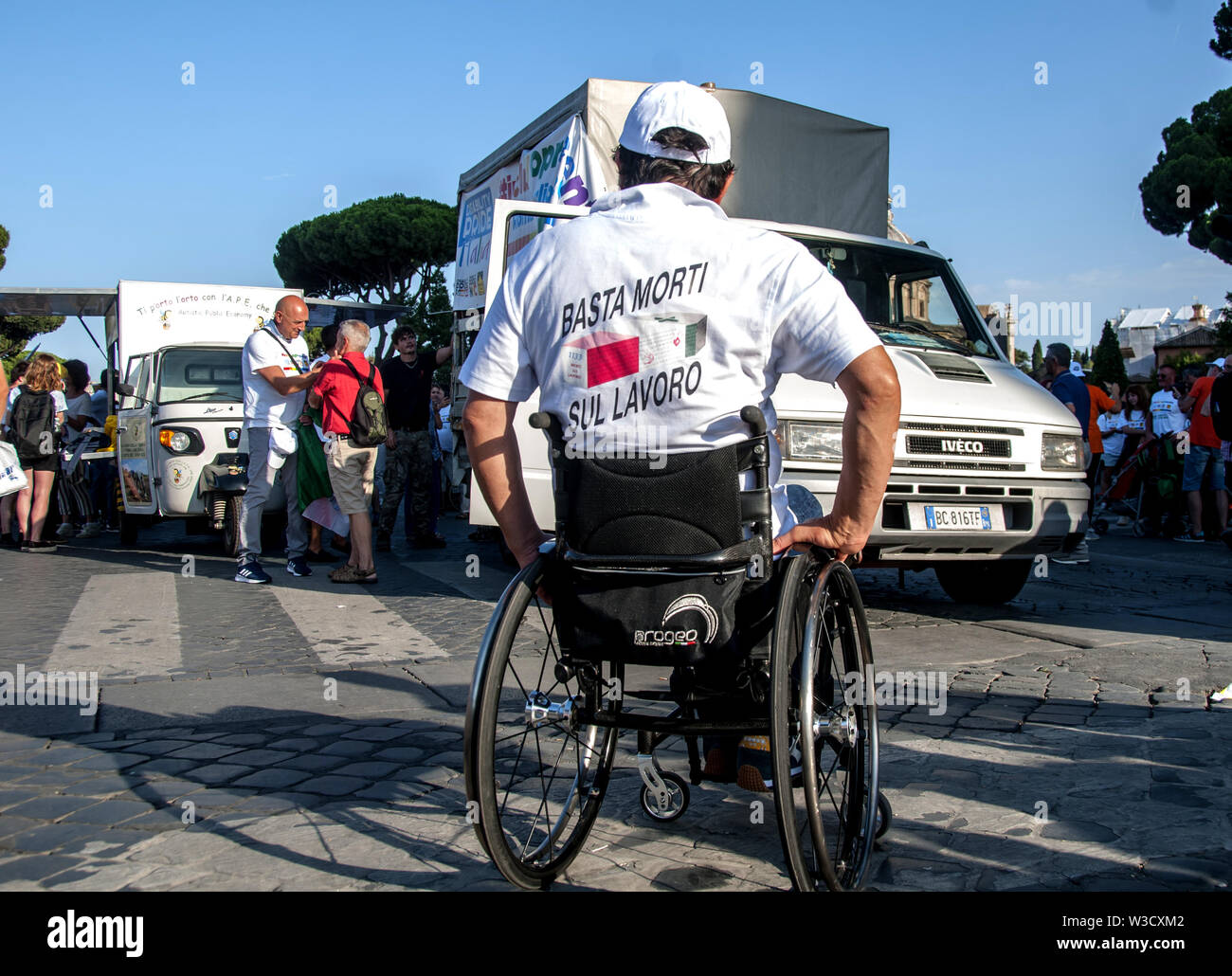 Rome, Italy. 14th July, 2019. Demonstration in Rome and simultaneously ...