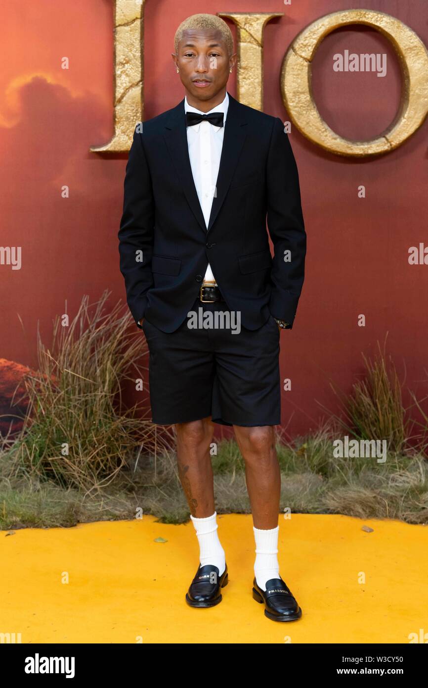 London, UK. 14th July 2019. Pharrell Williams attends THE KING LION ...