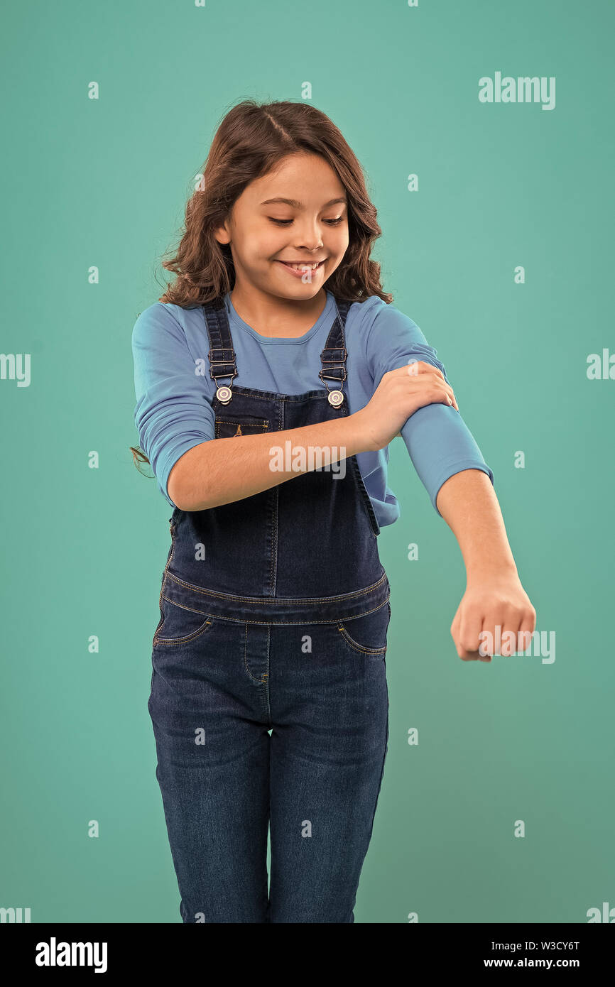 small kid fashion. Childhood happiness. small girl child with perfect ...